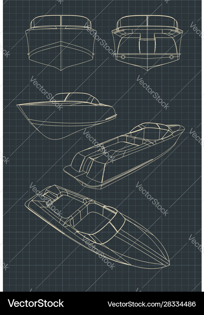 Speedboat Blueprint Sketch Royalty Free Vector Image