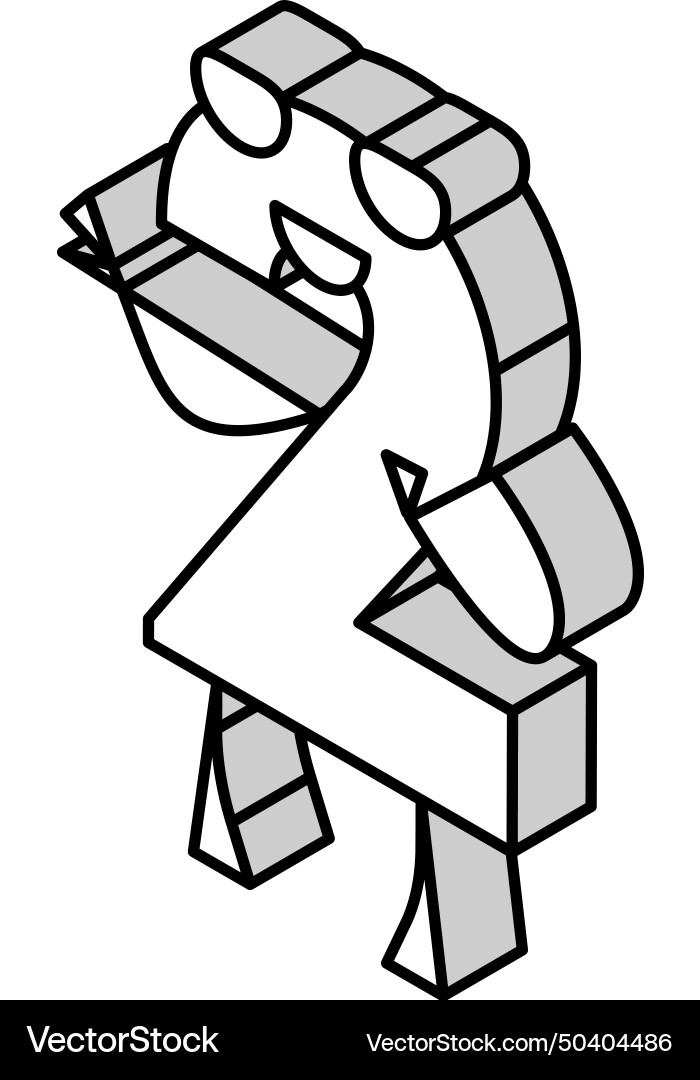 Two number character isometric icon Royalty Free Vector