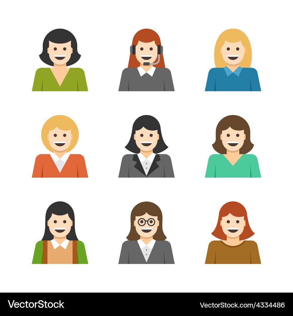 Woman characters faces avatars user profile Vector Image