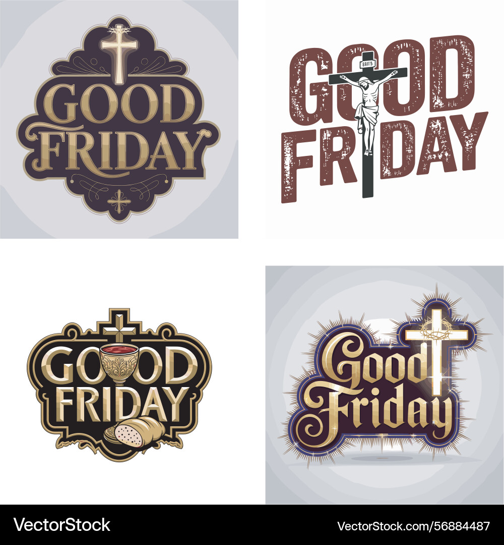 Decorative good friday emblems set Royalty Free Vector Image