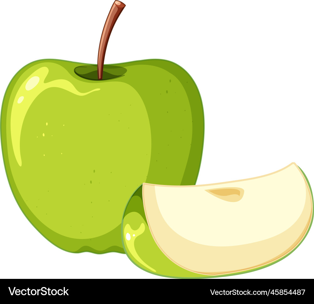 Green apple fruit cartoon isolated Royalty Free Vector Image