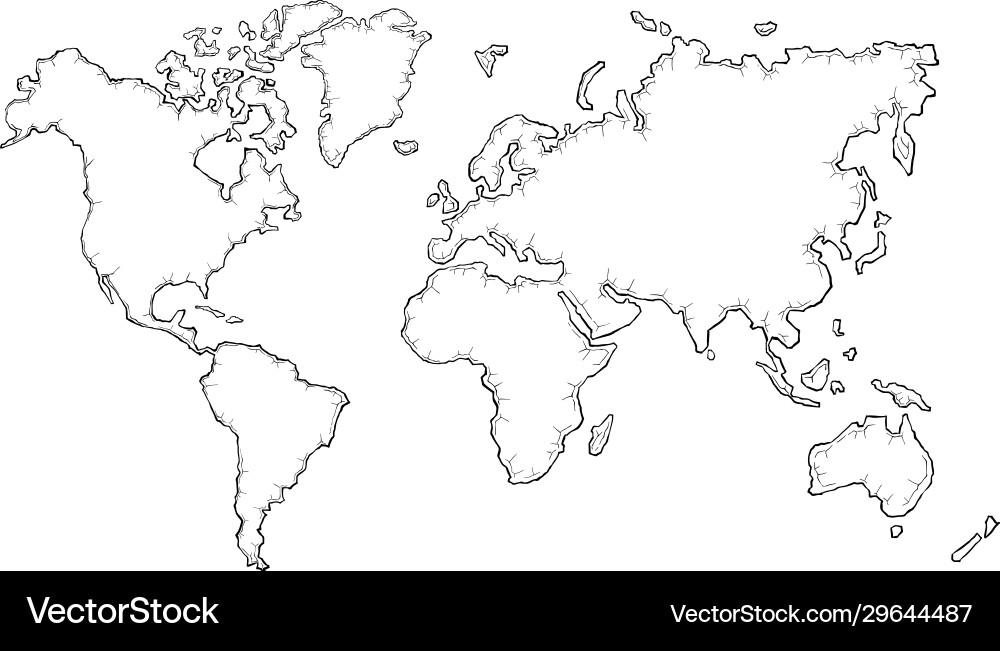 Hand drawn world map Royalty Free Vector Image