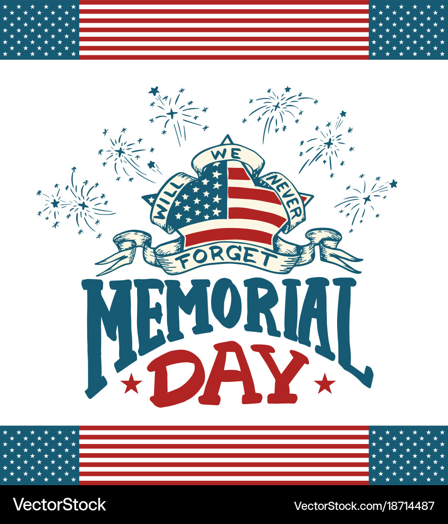 Happy memorial day lettering Royalty Free Vector Image