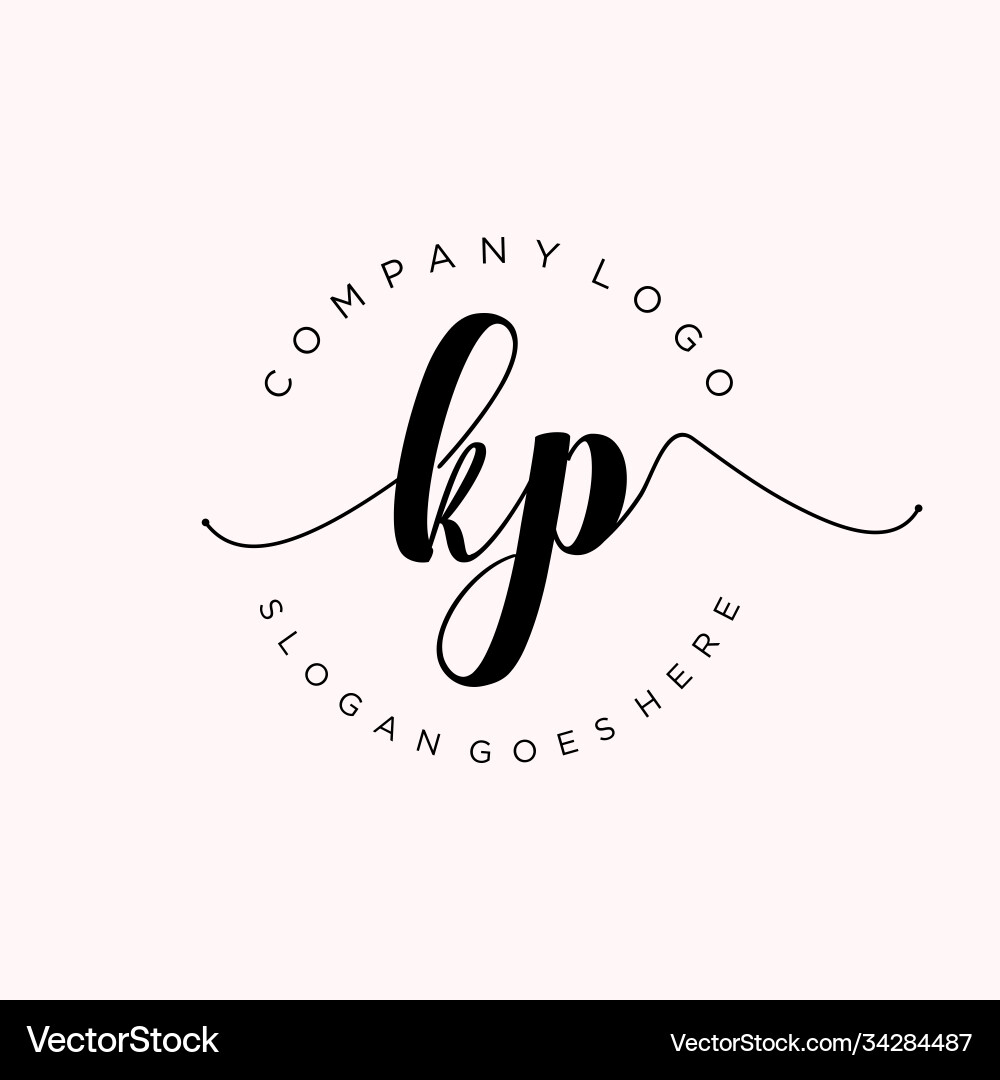 Initial kp handwriting logo with circle template Vector Image