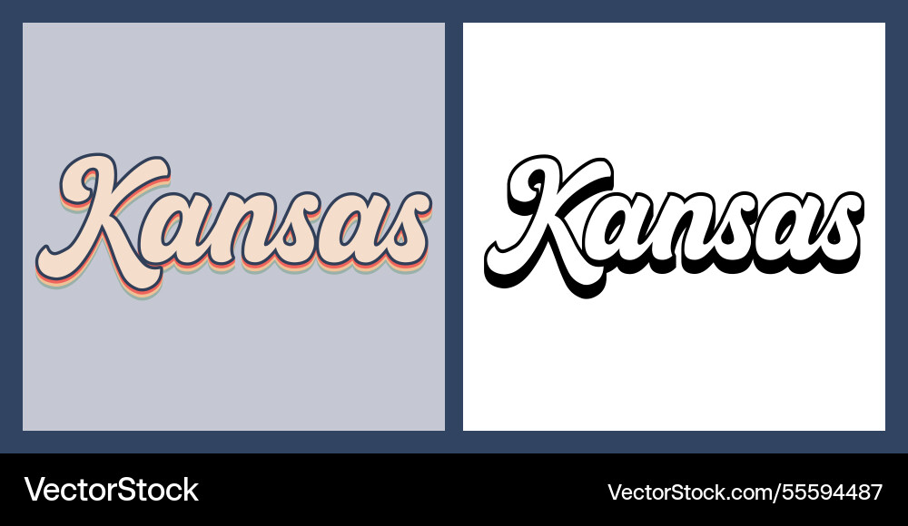 Kansas state retro text t shirt design Royalty Free Vector