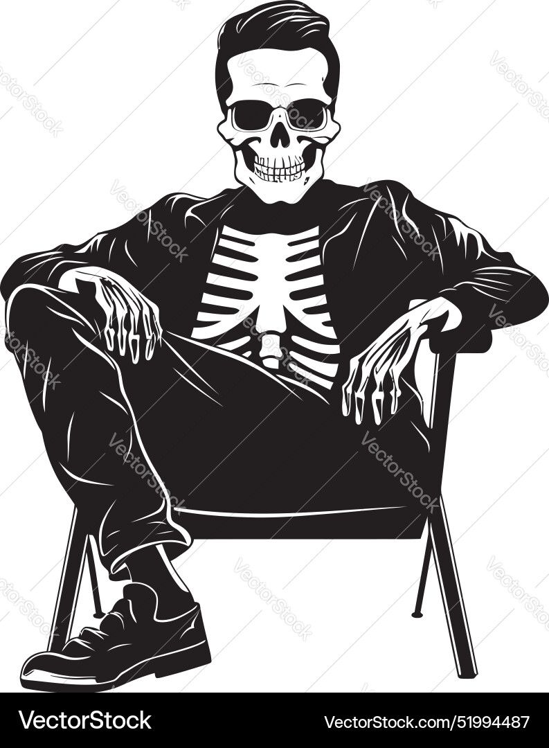 Skeleton lounge black chair icon bone comfort Vector Image