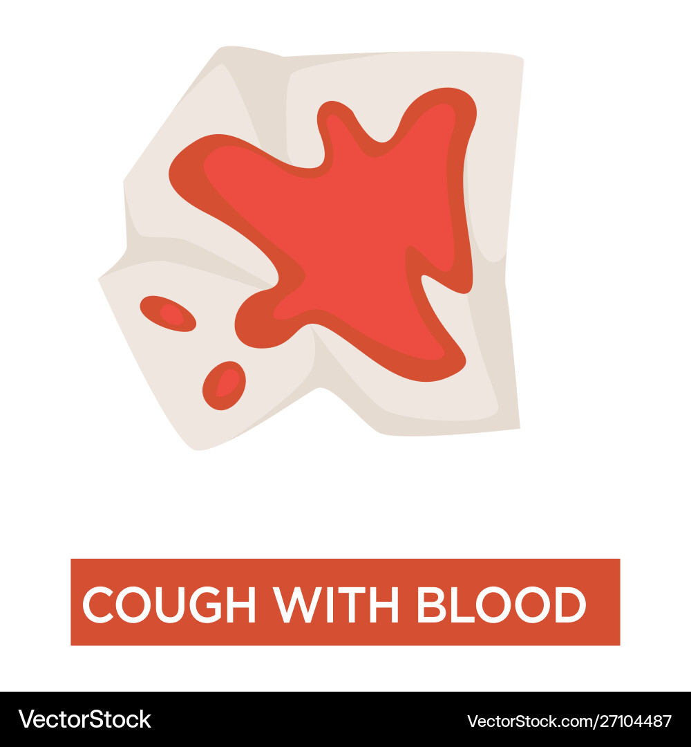 Tuberculosis symptom cough with blood red stain Vector Image