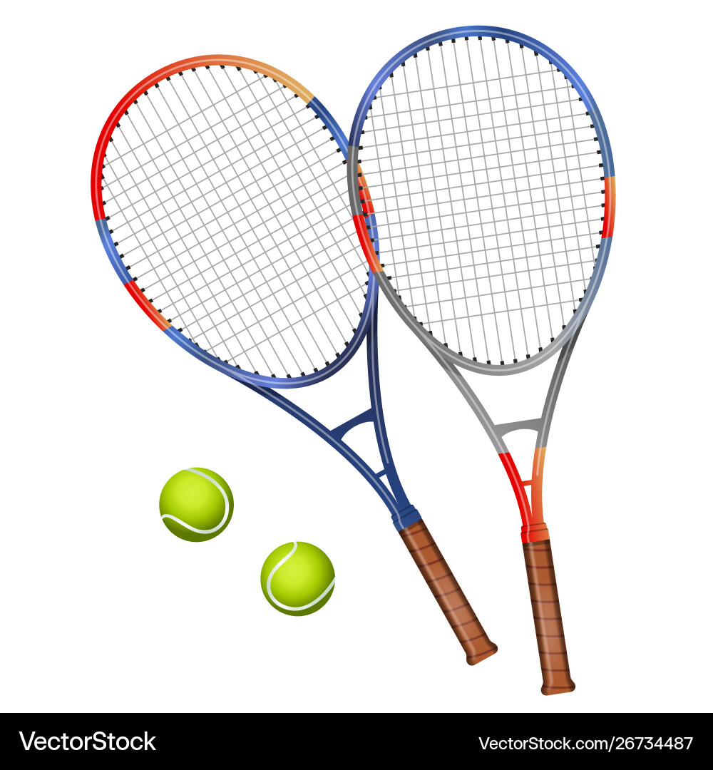 Two tennis rackets and balls Royalty Free Vector Image