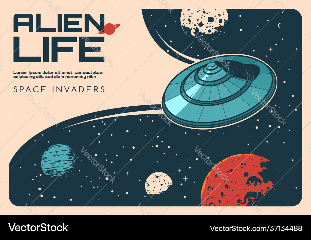Aliens ufo in outer space galaxy universe planets Vector Image