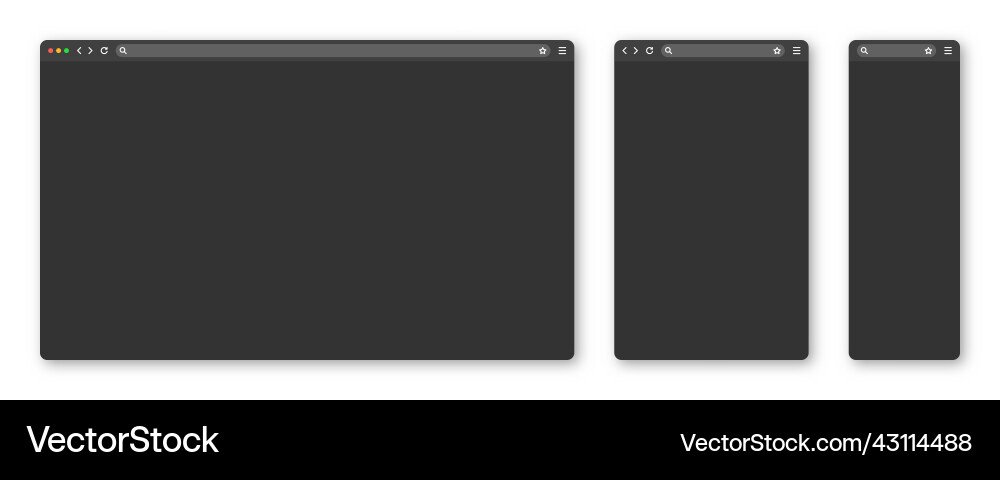 Blank web browser window with toolbar and search Vector Image