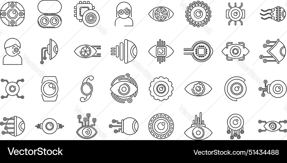 Eye implants icons set a collection of Royalty Free Vector