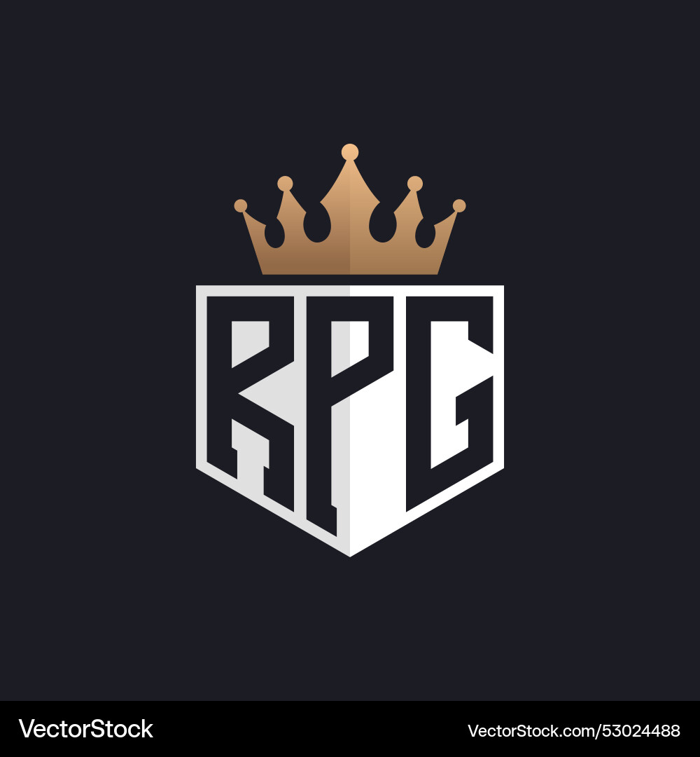 Luxury rpg logo with crown elegant initials Vector Image