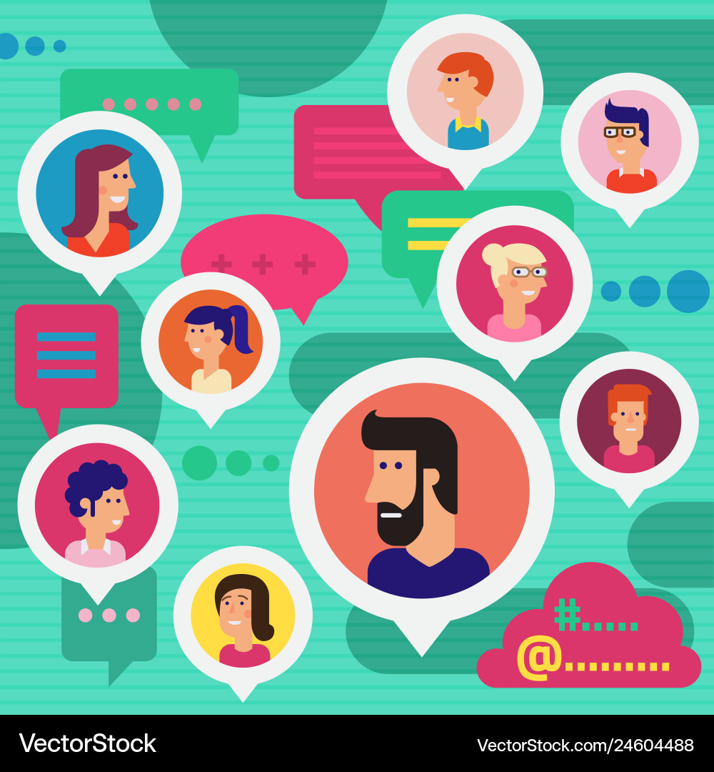 Social networks users global chatting concept Vector Image