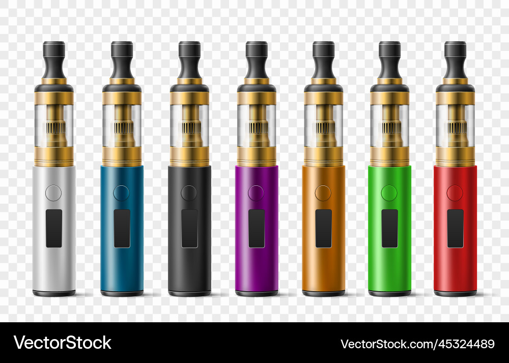 Realistic electronic cigarettes different colors Vector Image
