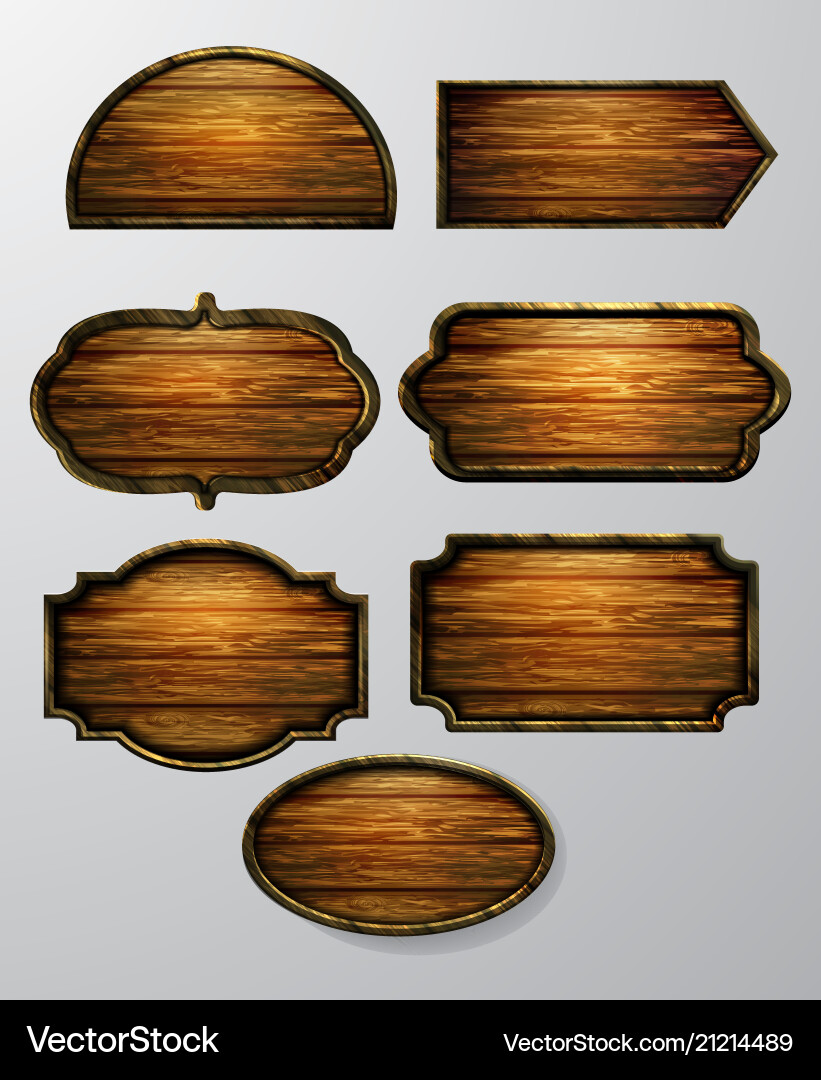 Wooden Sign Icon Set Royalty Free Vector Image