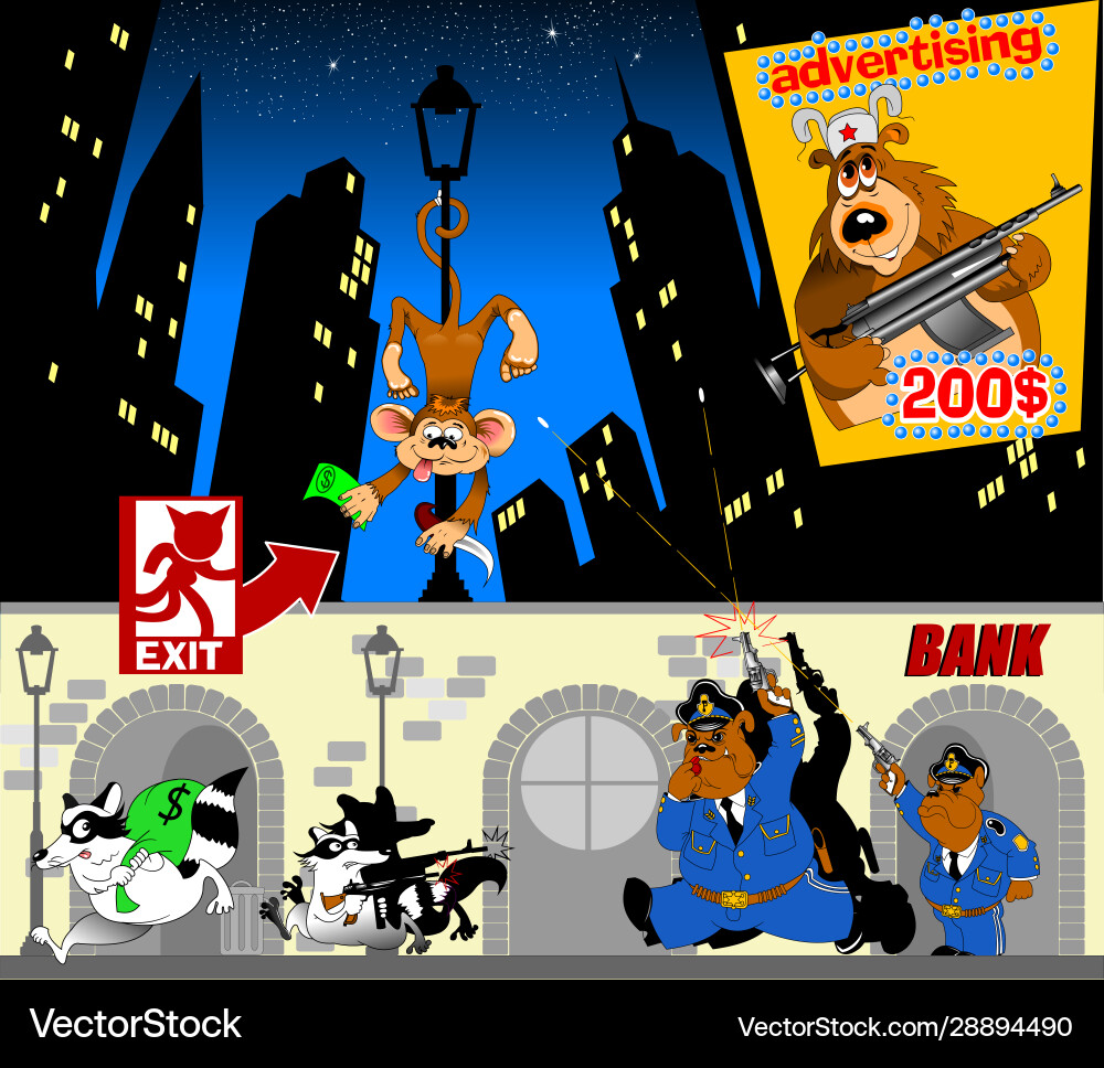 Bank robbery Royalty Free Vector Image - VectorStock