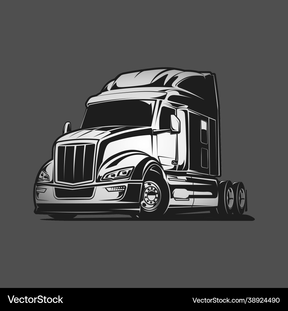 Big rig modern truck grey Royalty Free Vector Image