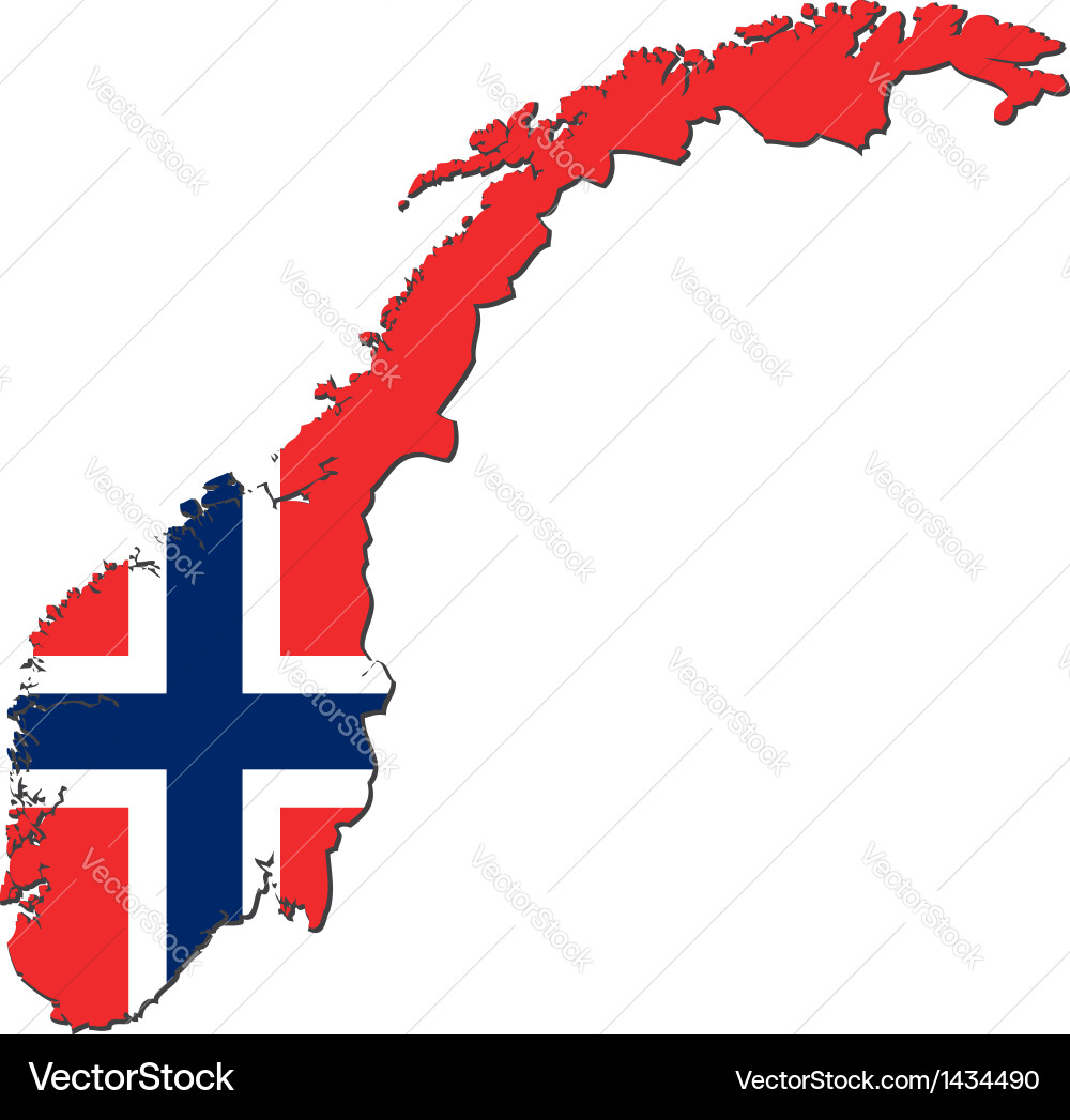 Map of norway with national flag Royalty Free Vector Image