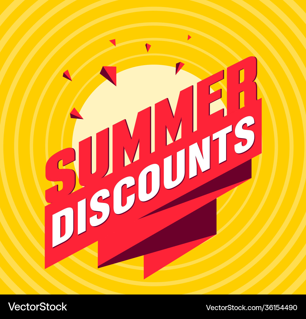 Summer discounts label tag with volume letters Vector Image