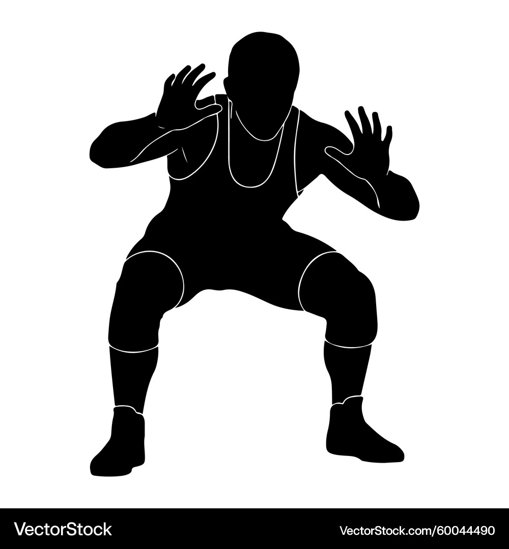Wrestler in Defensive Position – Royalty-Free Vector | VectorStock
