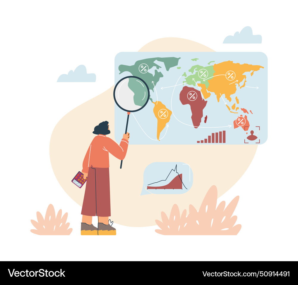 A young female scientist analyzes research Vector Image