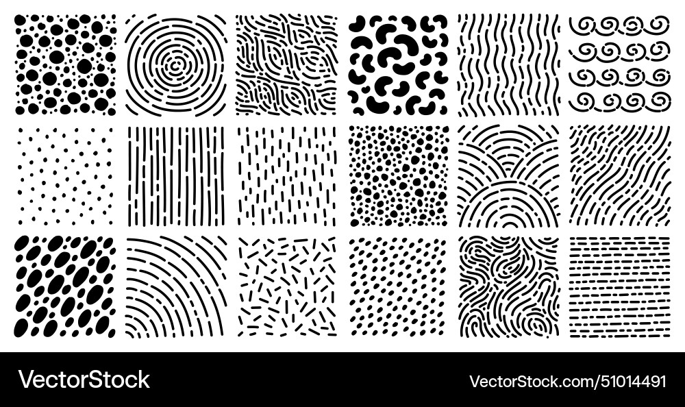 Abstract black doodle textures trendy monochrome Vector Image