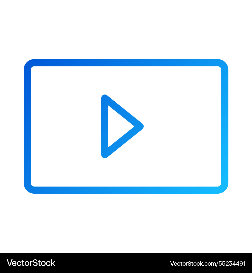 Blue play button icon in rectangle outline frame Vector Image