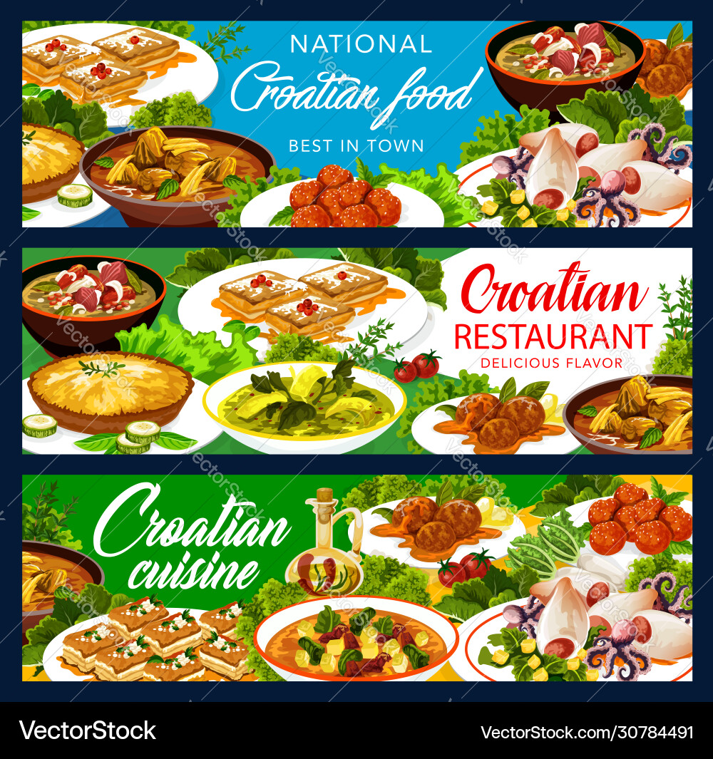 Croatian restaurant authentic cuisine food banners