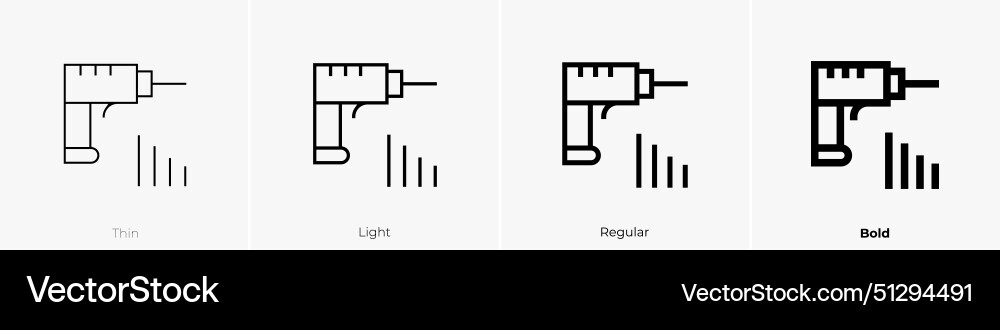 Drill tool icon thin light regular and bold style Vector Image