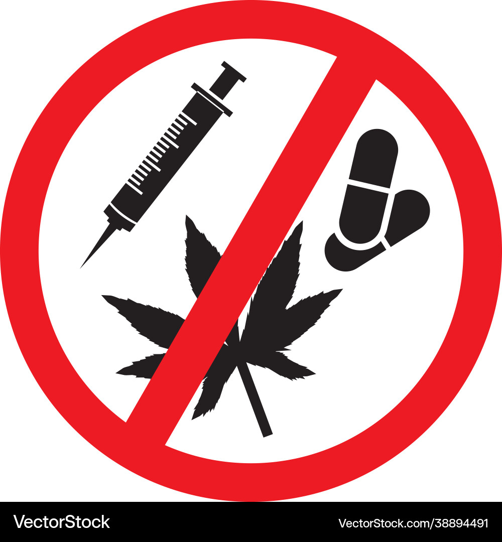 Drogenprohibition Warnzeichen Lizenzfreies Vektorbild
