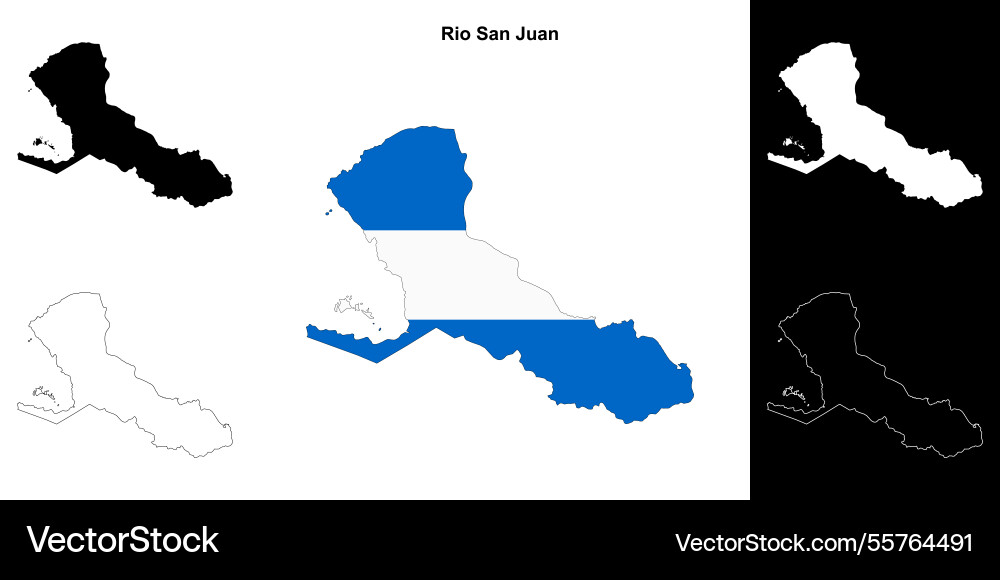 Rio san juan outline map Royalty Free Vector Image