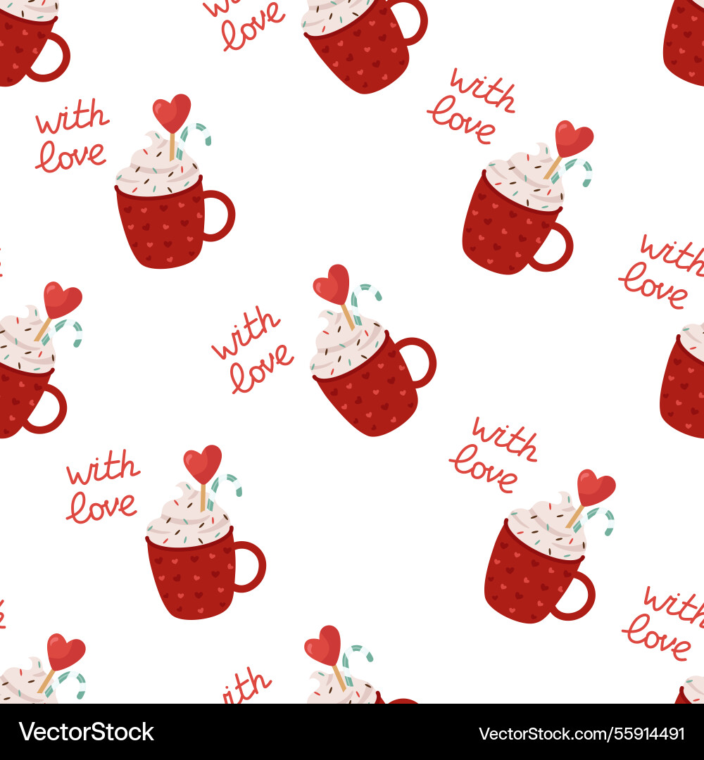 Seamless pattern for valentines day with a red Vector Image