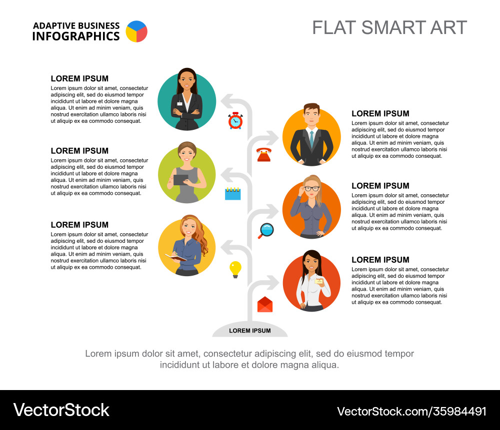 Six tree elements process chart template Vector Image