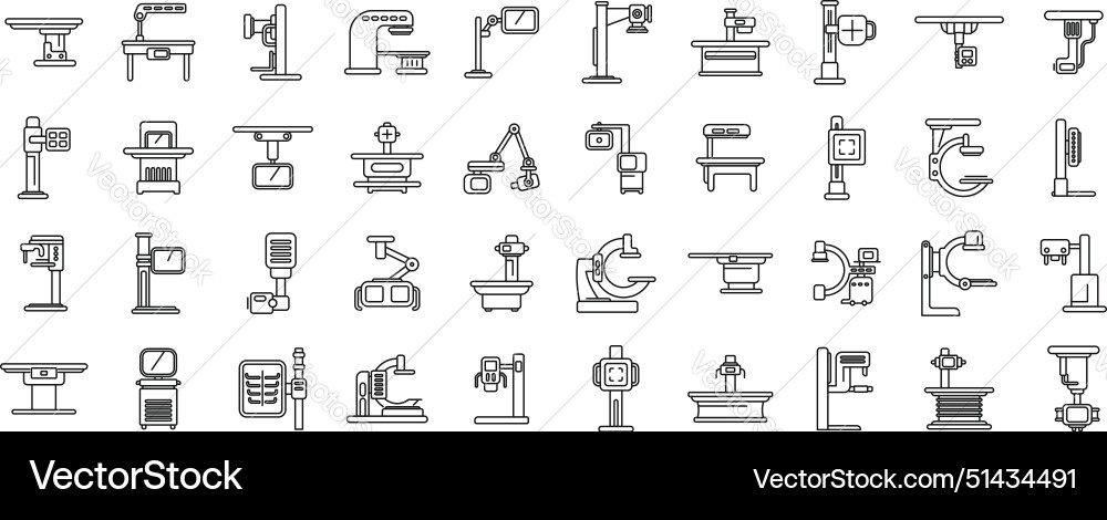 X-ray machine icons set a collection Royalty Free Vector