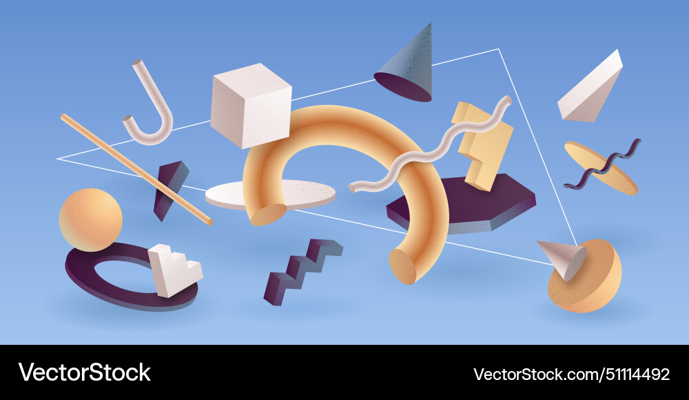 3d motion design graphic shapes isometric Vector Image
