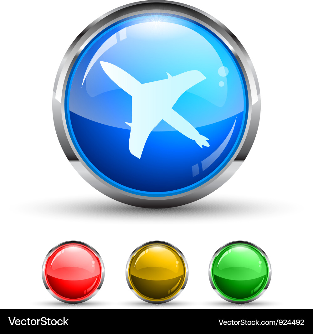 Airplane button Royalty Free Vector Image - VectorStock