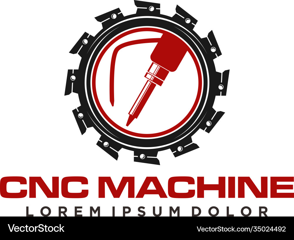 CNC Machine Logo - Industrial Tech Royalty Free Vector Image