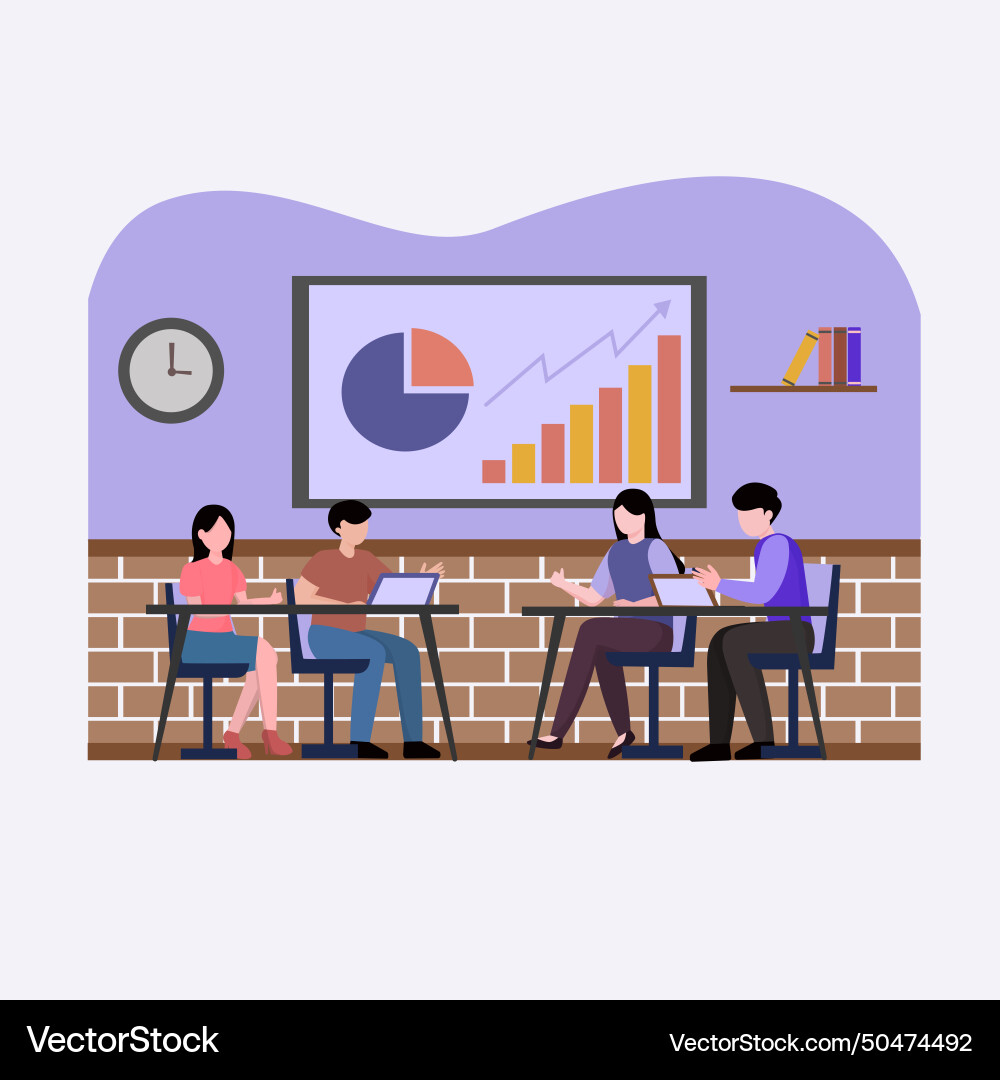 Discussion team flat design Royalty Free Vector Image