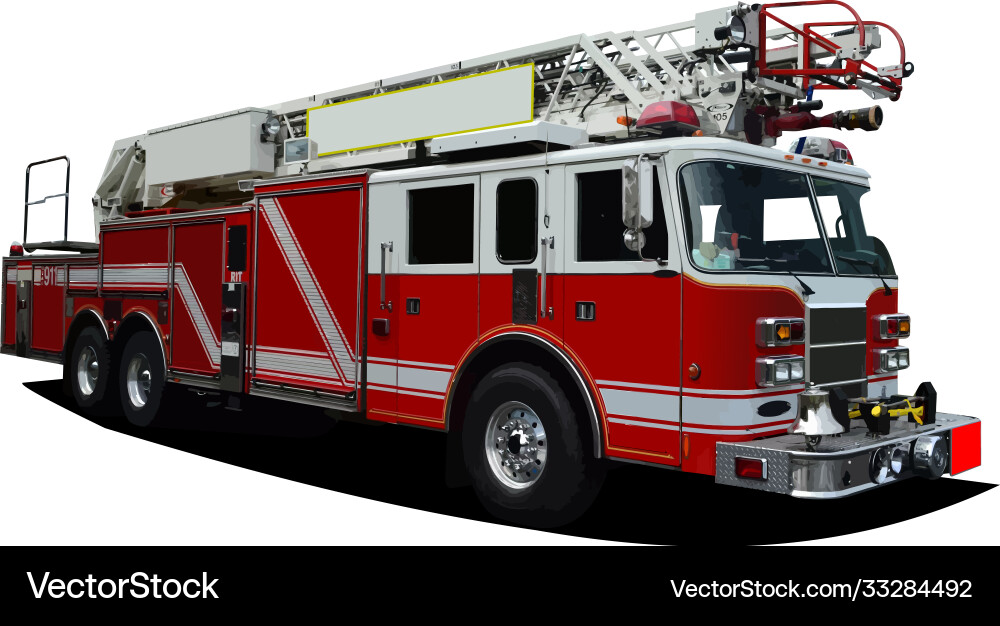 Fire engine ladder isolated on background 3d Vector Image