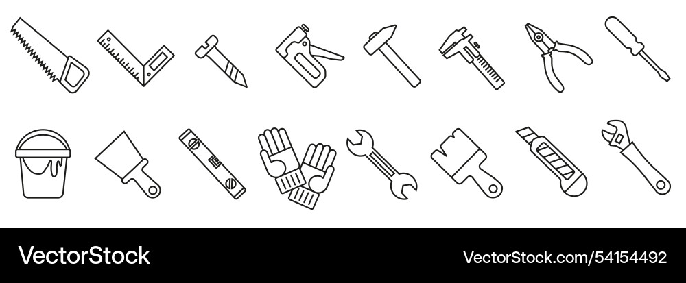 Hand tool icons set of tools Royalty Free Vector Image