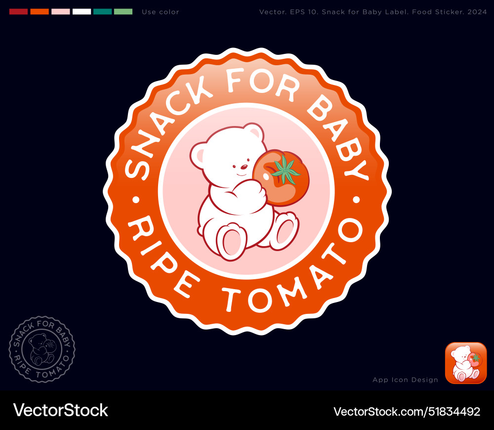 Label baby snack tomato Royalty Free Vector Image