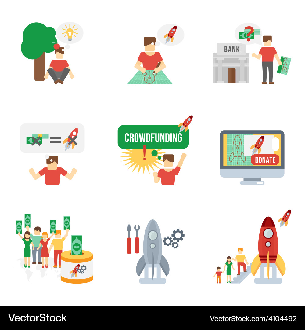 Modern Fundraising Icons Royalty Free Vector Image