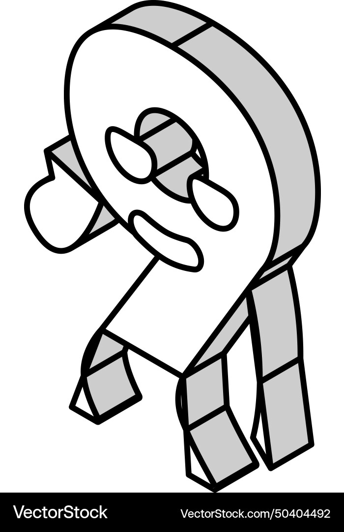 Nine number character isometric icon Royalty Free Vector