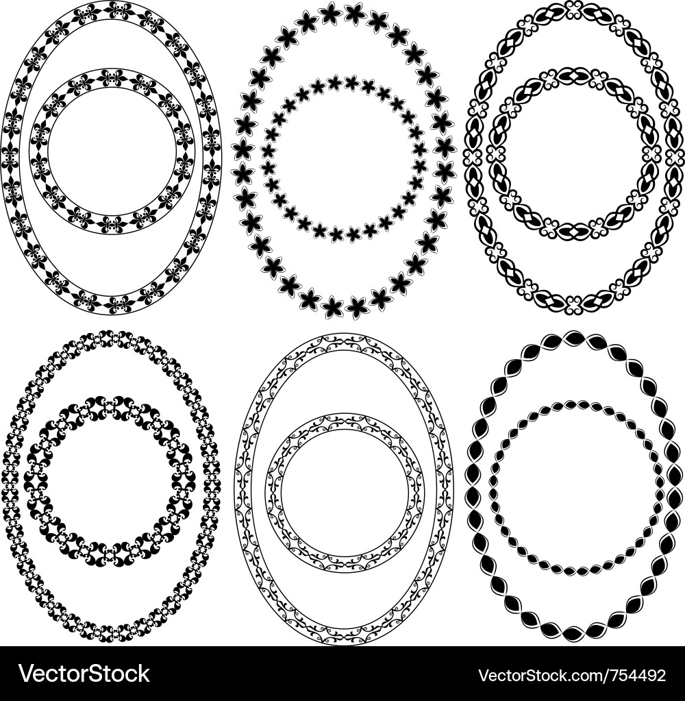 Oval and circle decorative frames Royalty Free Vector Image