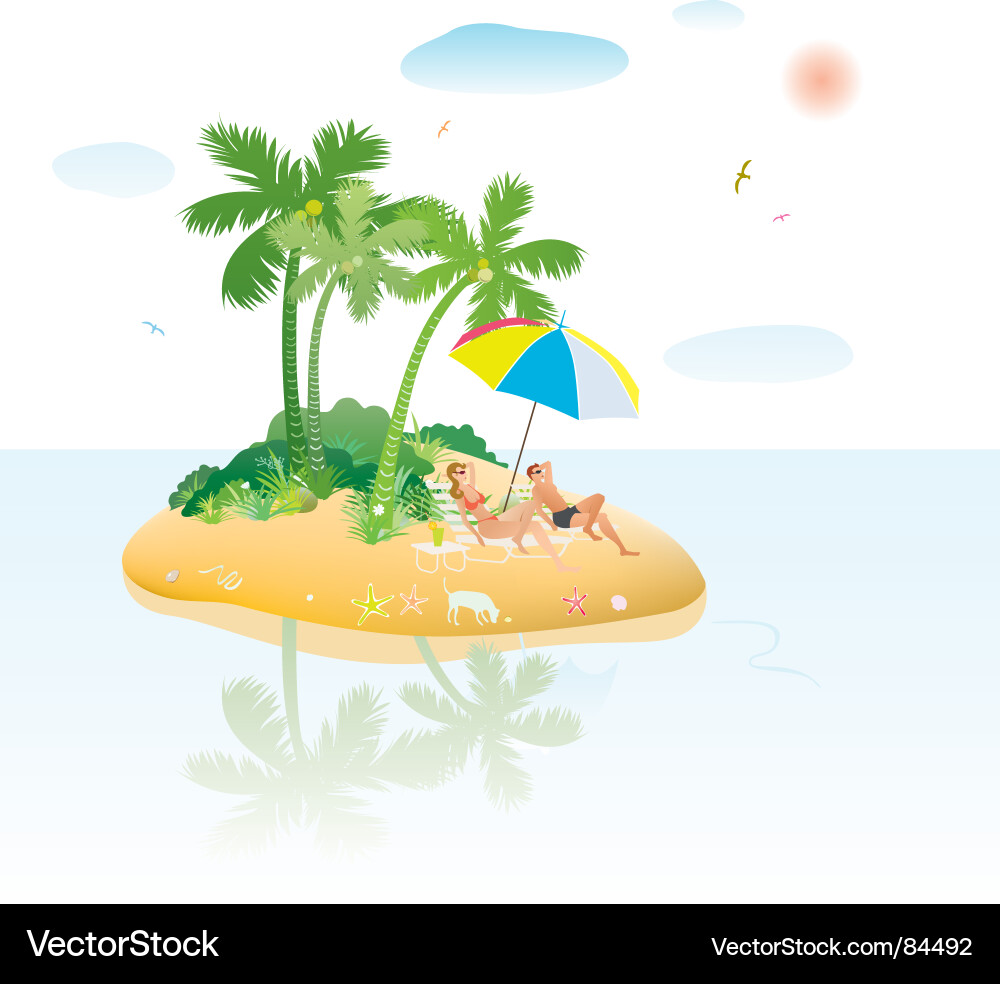 Palm tree island Royalty Free Vector Image - VectorStock