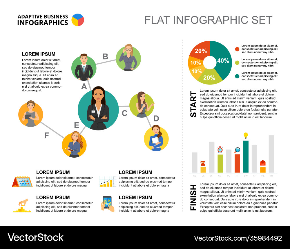 Startup bar and percentage charts template Vector Image