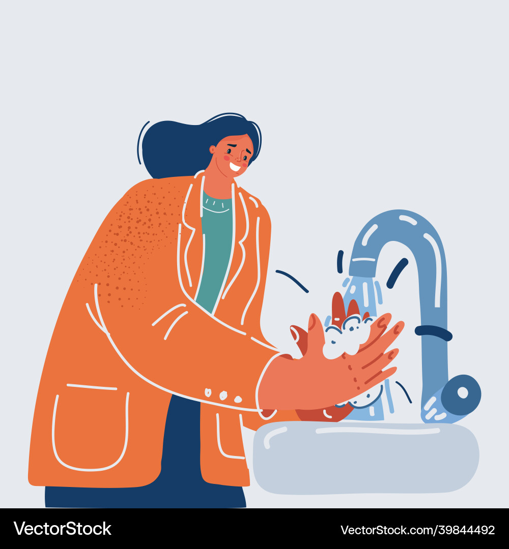 Woman washing her hands Royalty Free Vector Image