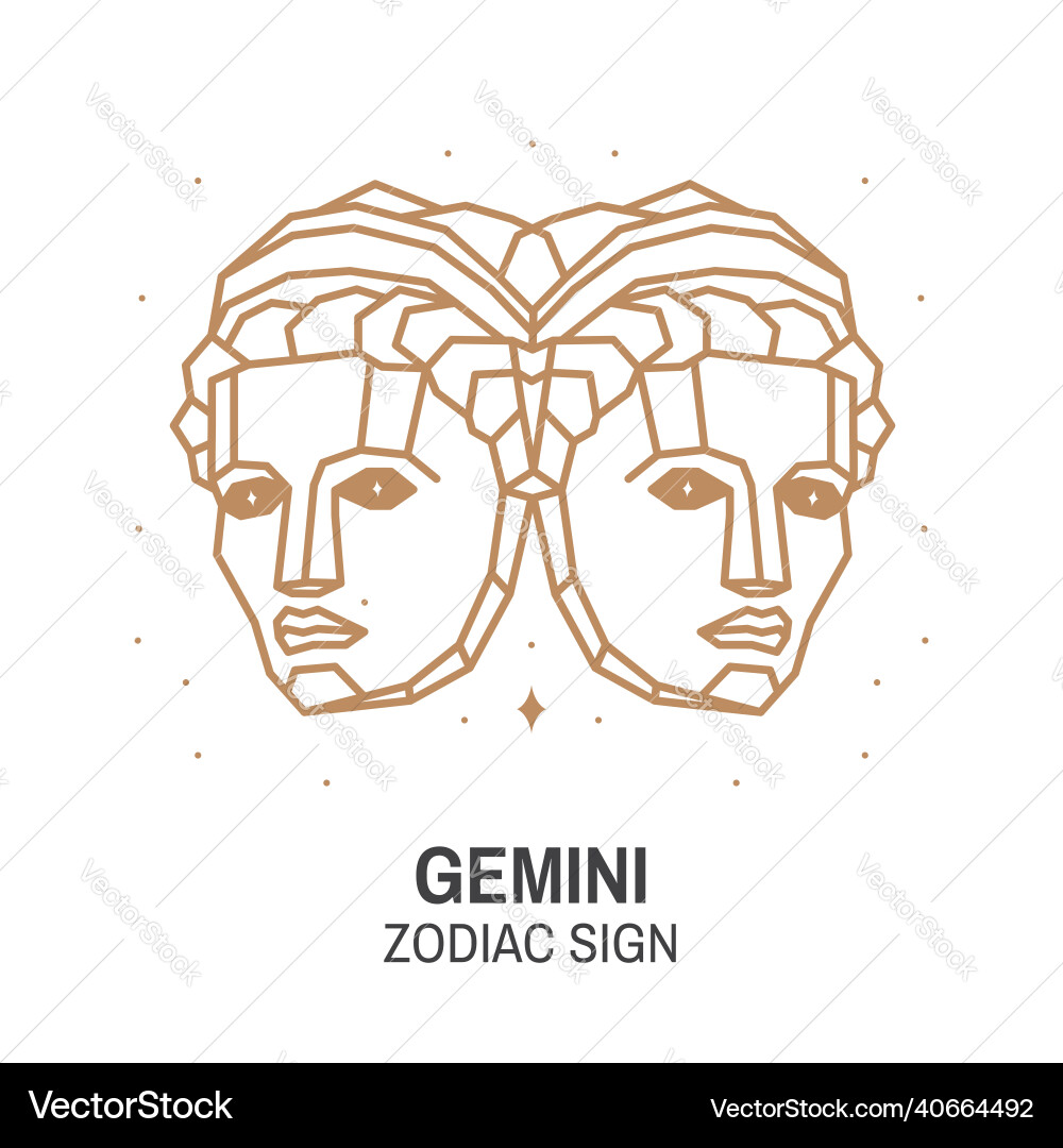 Zodiac astrology horoscope sign gemini linear Vector Image
