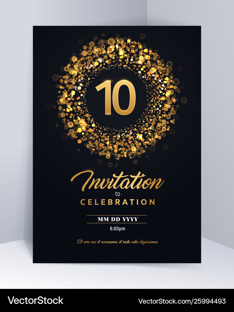 10 years anniversary invitation card template Vector Image