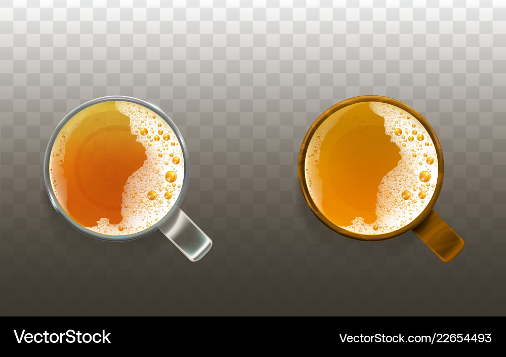 Beer in glass drink top view Royalty Free Vector Image
